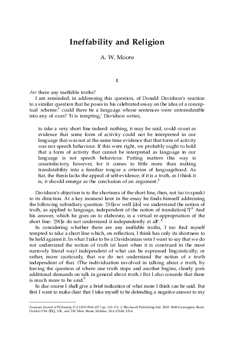 (PDF) Ineffability and Religion