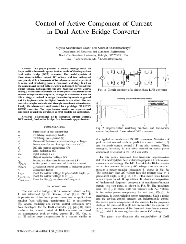 Pdf Control Of Active Component Of Current In Dual Active Bridge Converter Subhashish