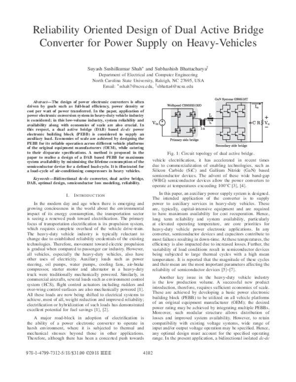 Pdf Reliability Oriented Design Of Dual Active Bridge Converter For Power Supply On Heavy Vehicles