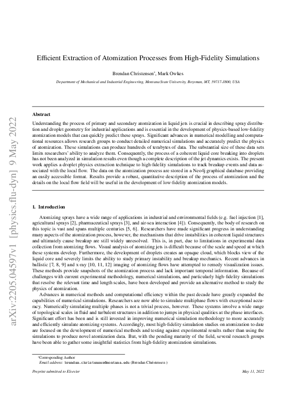 (PDF) Efficient Extraction of Atomization Processes from High-Fidelity Simulations