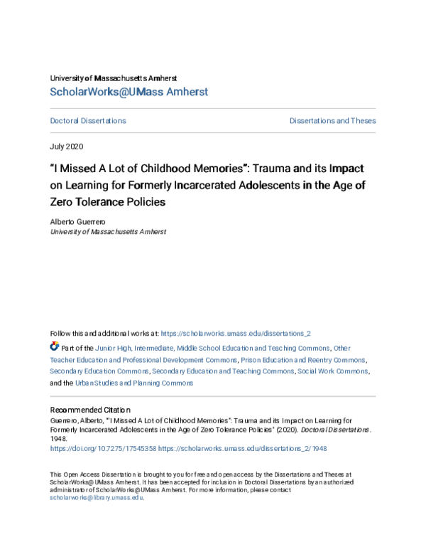 (PDF) “I Missed A Lot of Childhood Memories”: Trauma and its Impact on ...