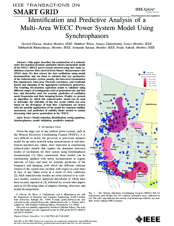(PDF) Identification and Predictive Analysis of a Multi-Area WECC Power System Model Using ...