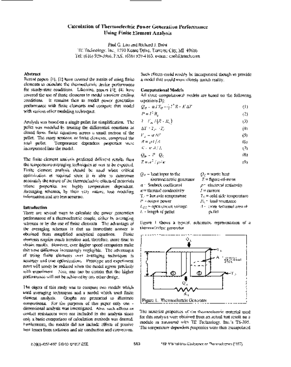 Pdf Calculation Of Thermoelectric Power Generation Performance Using Finite Element Analysis