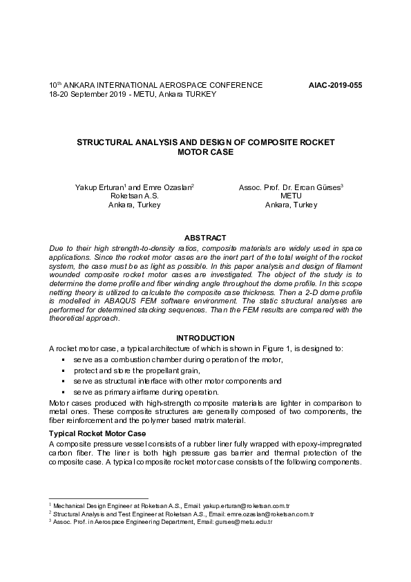 (PDF) Structural Analysis and Design of Composite Rocketmotor Case
