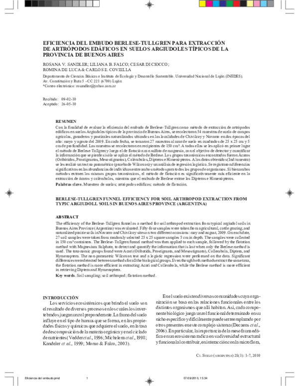 (PDF) Eficiencia del embudo Berlese-Tullgren para extracción de ...