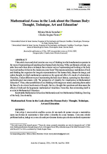(PDF) Mathematical Forms in the Look about the Human Body: Thought ...