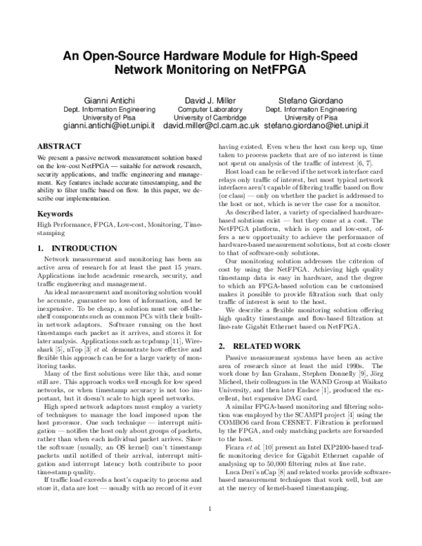 Pdf An Open Source Hardware Module For High Speed Network Monitoring On Netfpga Stefano 8427