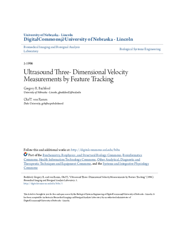 (PDF) Ultrasound three-dimensional velocity measurements by feature ...