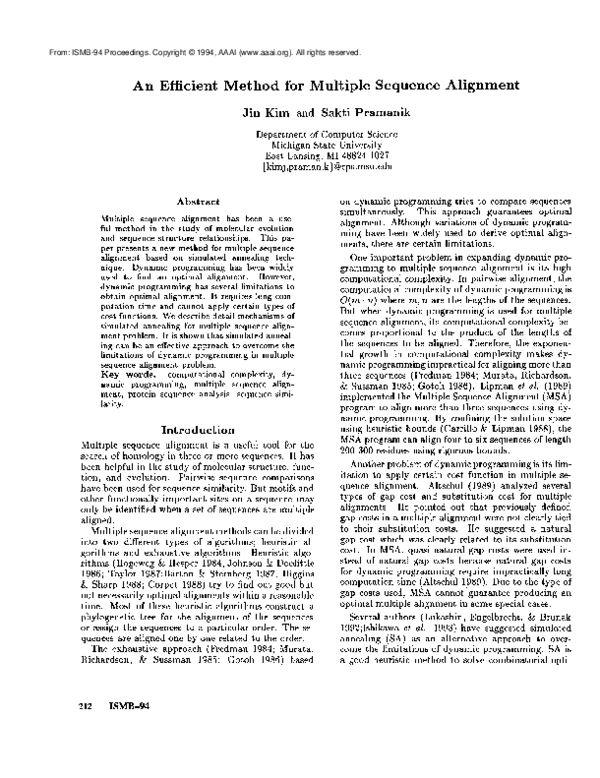 (PDF) An efficient method for multiple sequence alignment
