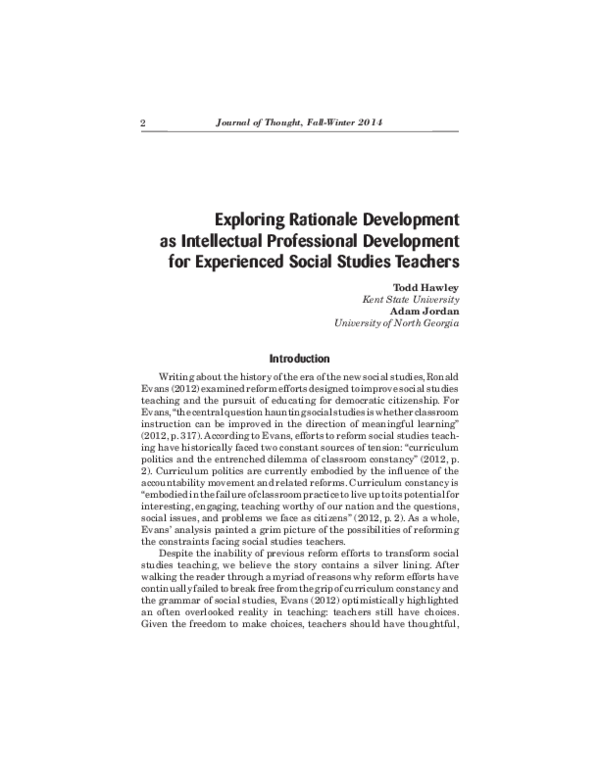 (PDF) Exploring Rationale Development as Intellectual Professional ...