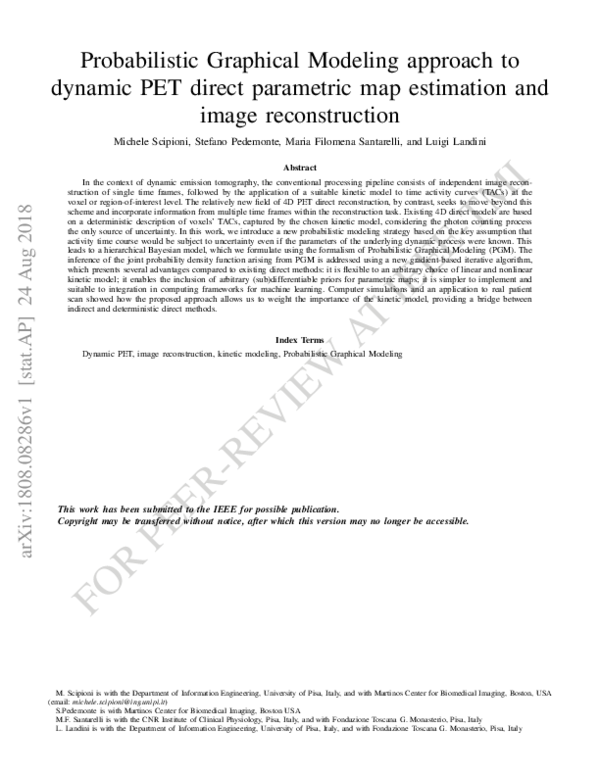 (PDF) Probabilistic Graphical Modeling approach to dynamic PET direct parametric map estimation ...