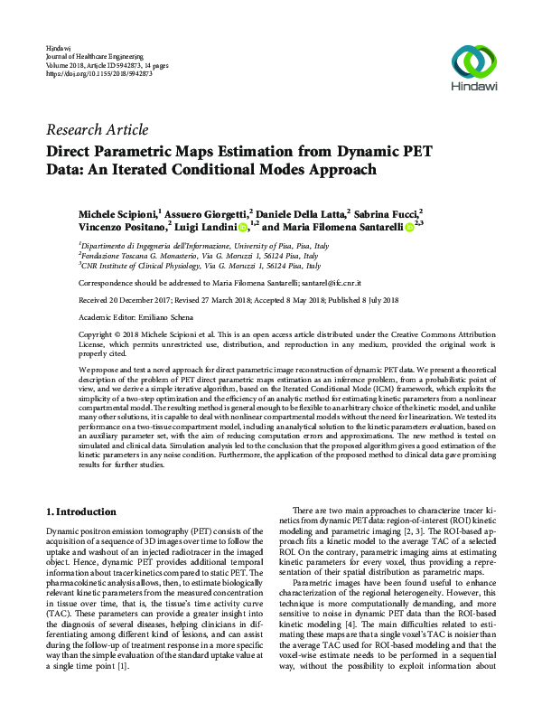 (PDF) Direct Parametric Maps Estimation from Dynamic PET Data: An Iterated Conditional Modes ...