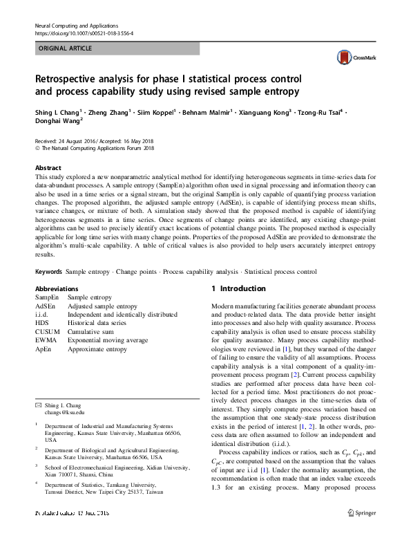 (PDF) Retrospective analysis for phase I statistical process control ...