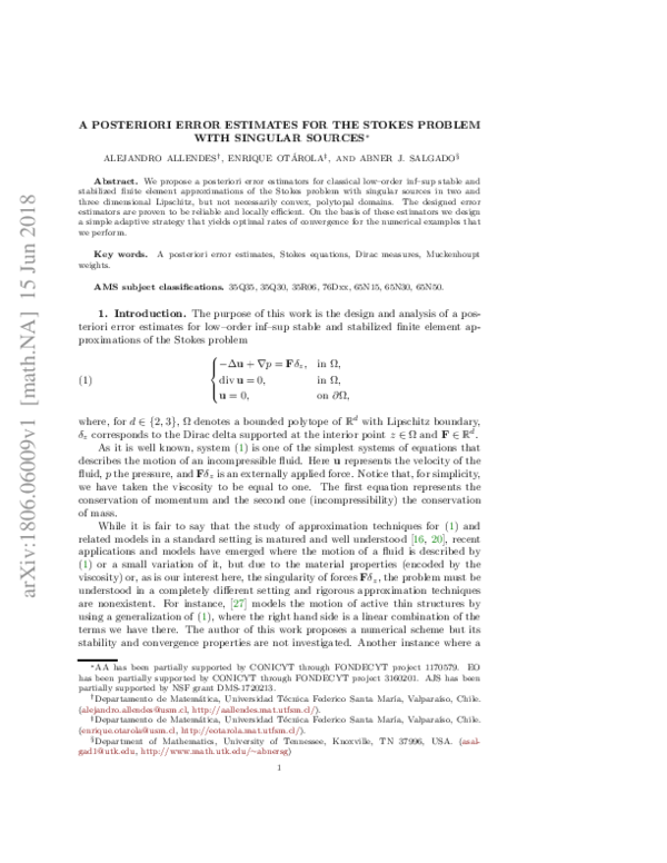 Pdf A Posteriori Error Estimates For The Stokes Problem