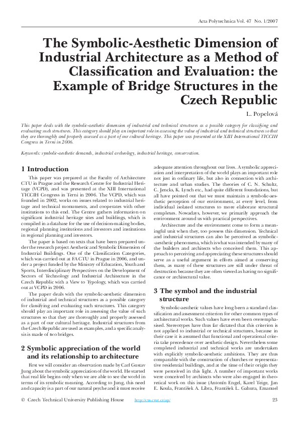 (PDF) The Symbolic-Aesthetic Dimension of Industrial Architecture as a Method of Classification ...