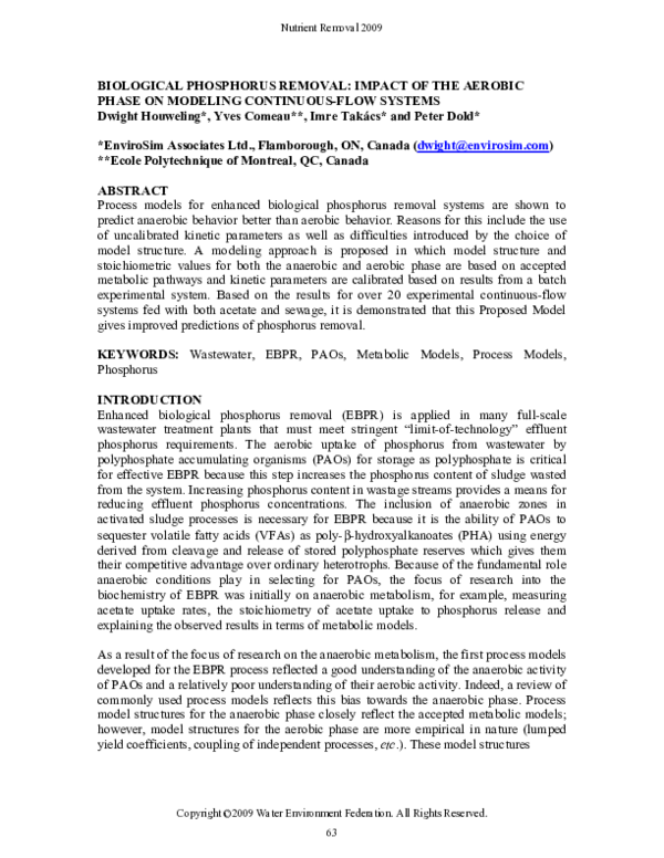(PDF) Biological Phosphorus Removal: Impact of the Aerobic Phase on ... (PDF) Biological Phosphorus Removal: Impact of the Aerobic Phase on ...