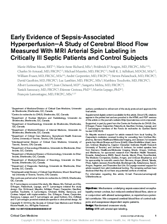 (PDF) Early Evidence of Sepsis-Associated Hyperperfusion-A Study of ...