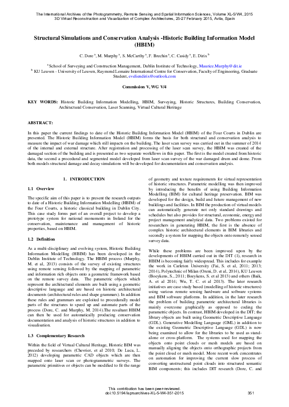 (PDF) Structural Simulations and Conservation Analysis -Historic Building Information Model (HBIM)