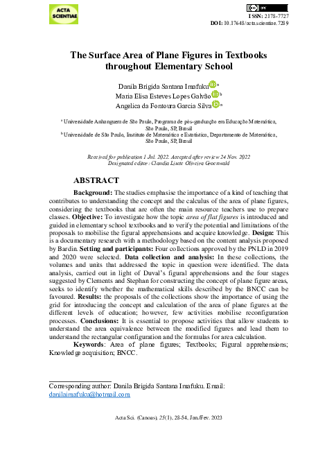 (PDF) The Surface Area of Plane Figures in Textbooks throughout ...