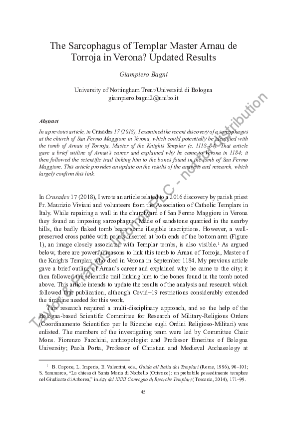 (PDF) The Sarcophagus of Templar Master Arnau de Torroja in Verona ...
