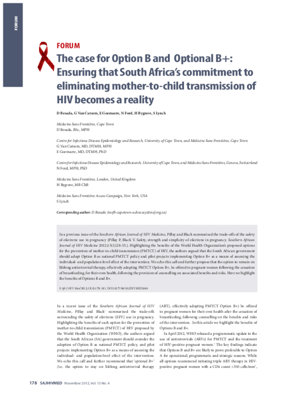 (PDF) The case for Option B and Optional B+: Ensuring that South Africa ...
