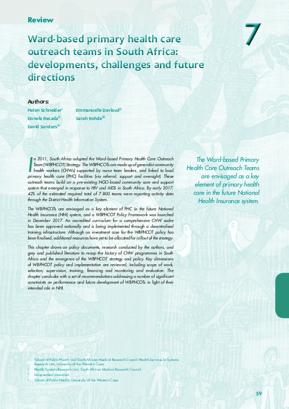 (PDF) Ward-based primary health care outreach teams in South Africa ...