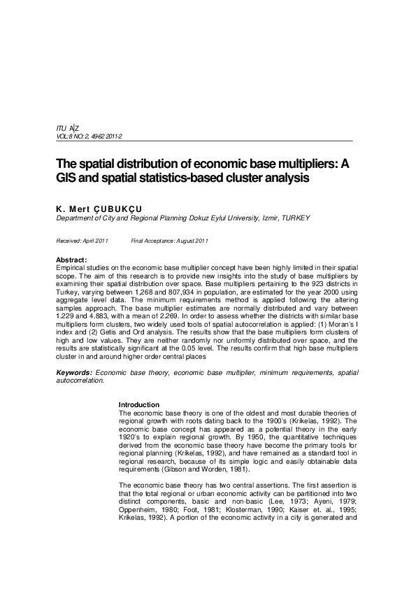 (PDF) The spatial distribution of economic base multipliers: A GIS and ...