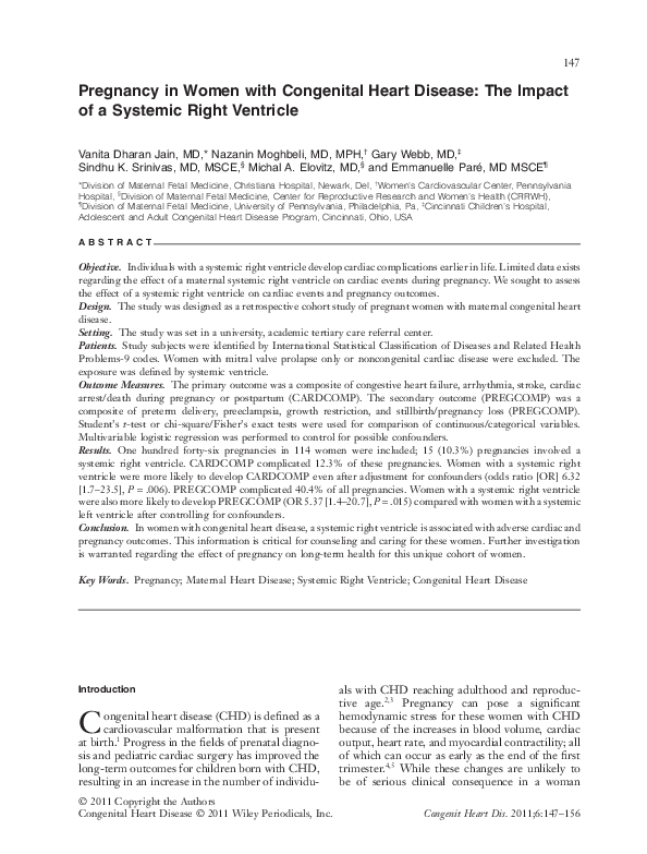 (PDF) Pregnancy in Women with Congenital Heart Disease: The Impact of a ...