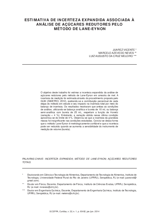 (PDF) Estimativa De Incerteza Expandida Associada À Análise De Açúcares ...