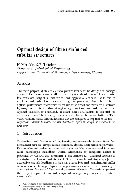 (PDF) Optimal design of fibre reinforced tubular structures