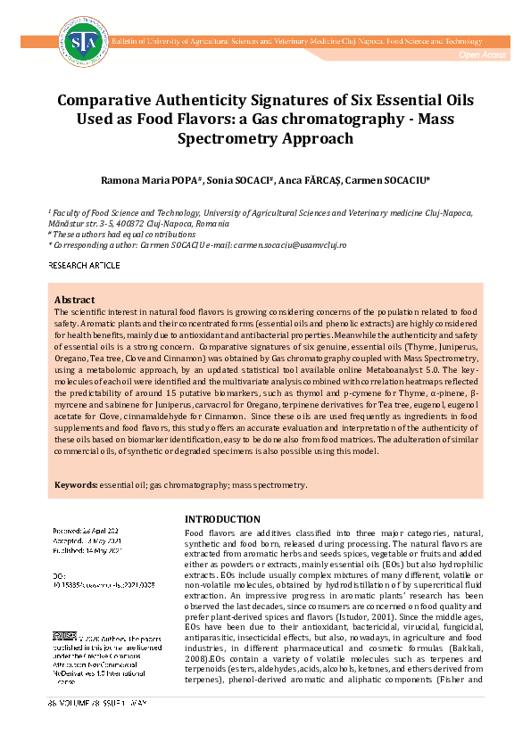 (PDF) Comparative Authenticity Signatures of Six Essential Oils Used as ...