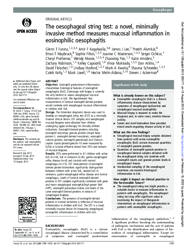(PDF) The oesophageal string test: a novel, minimally invasive method ...