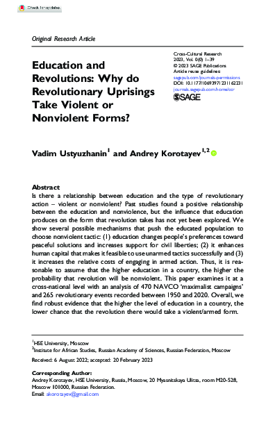 (PDF) Education and Revolutions: Why do Revolutionary Uprisings Take ...