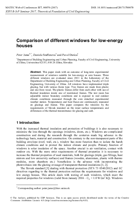 (PDF) Comparison of different windows for low-energy houses