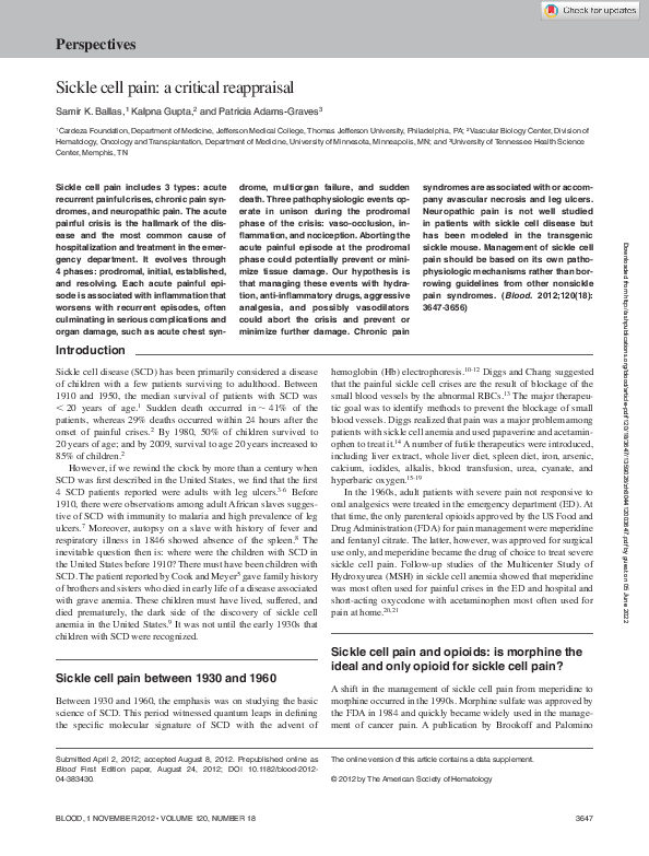 (PDF) Sickle cell pain: a critical reappraisal