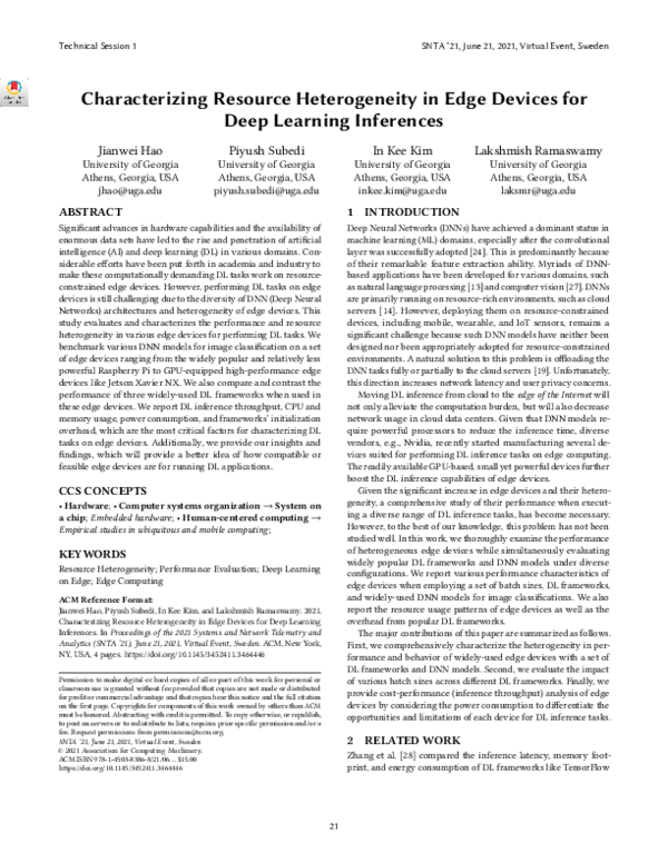 (PDF) Characterizing Resource Heterogeneity in Edge Devices for Deep Learning Inferences | In ...
