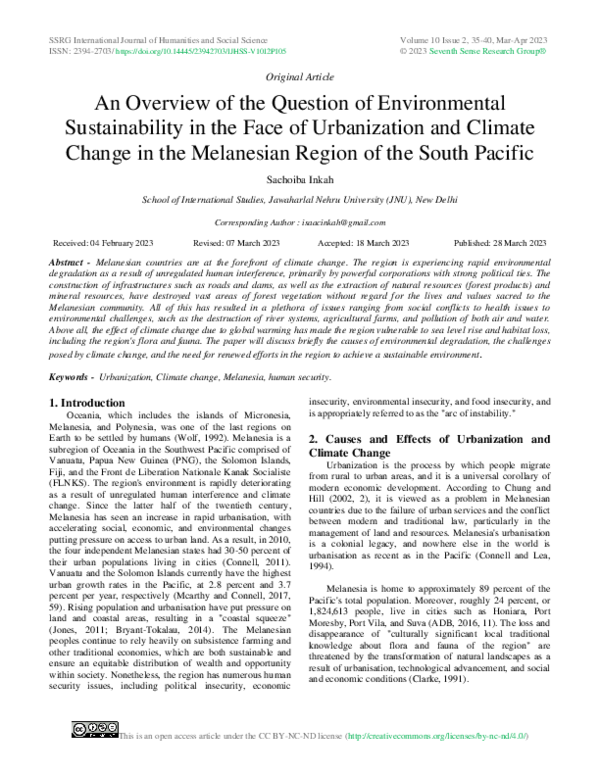 (PDF) An Overview of the Question of Environmental Sustainability in ...