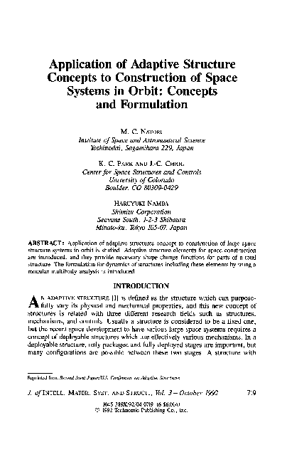 (PDF) Application of Adaptive Structure Concepts to Construction of Space Systems in Orbit ...