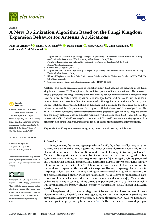 (PDF) A New Optimization Algorithm Based on the Fungi Kingdom Expansion Behavior for Antenna ...