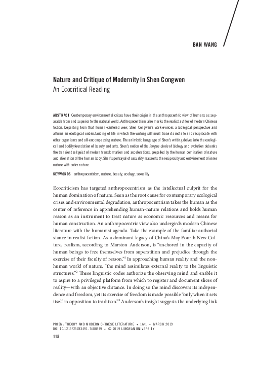 (PDF) Nature and Critique of Modernity in Shen Congwen: an Eco-Critical ...