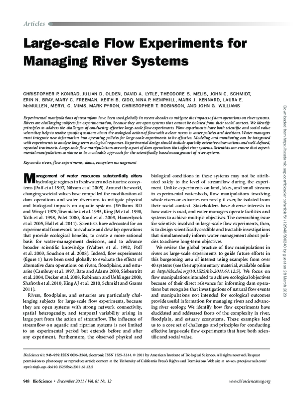 (PDF) Large-scale Flow Experiments for Managing River Systems