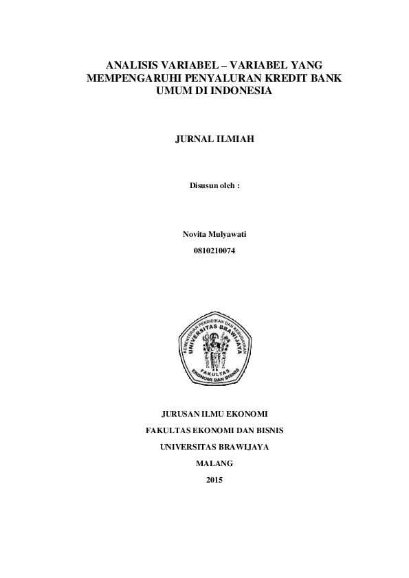 (PDF) Analisis Variabel – Variabel Yang Mempengaruhi Penyaluran Kredit ...