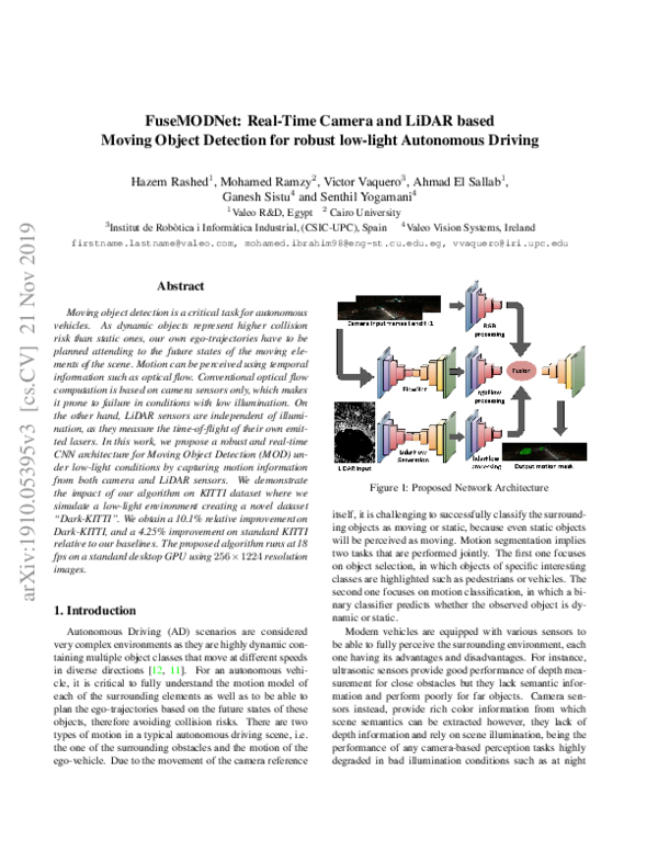Pdf Fusemodnet Real Time Camera And Lidar Based Moving Object