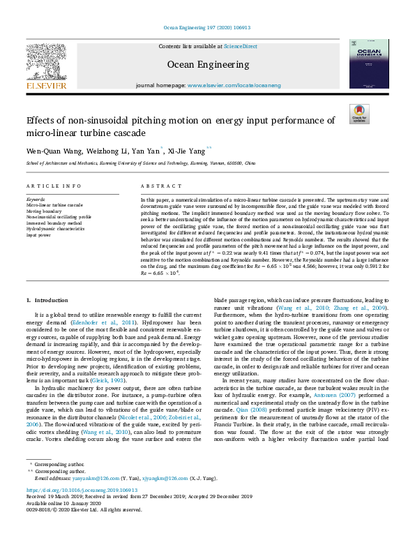 Pdf Effects Of Non Sinusoidal Pitching Motion On Energy Extraction
