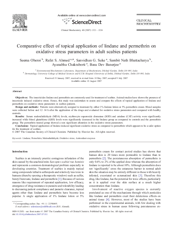 (PDF) Comparative effect of topical application of lindane and ...