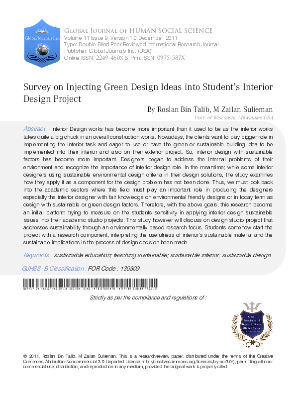 (PDF) Survey On Injecting Green Design Ideas into Student's Interior ...