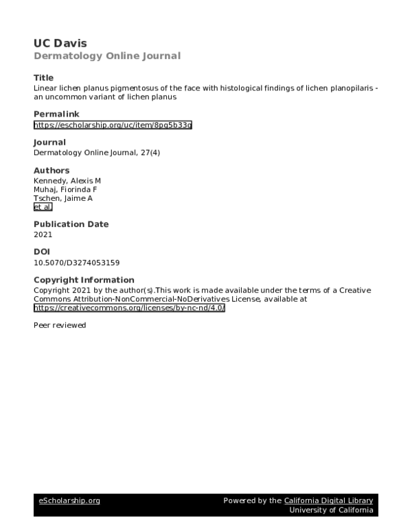 (PDF) Linear lichen planus pigmentosus of the face with histological ...