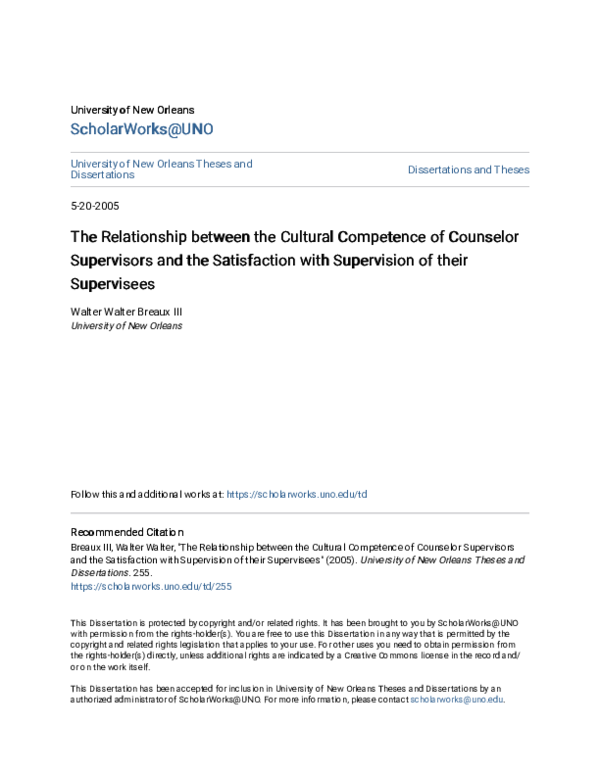 (PDF) The Relationship between the Cultural Competence of Counselor ...