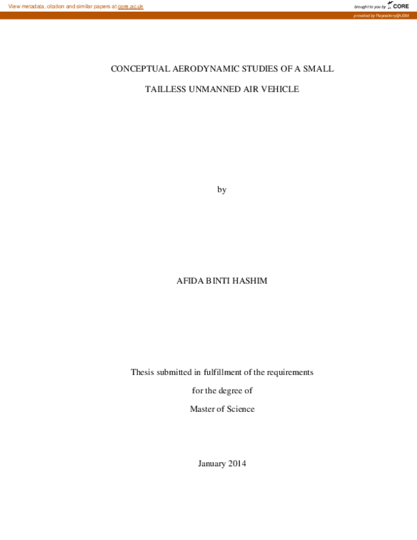 (PDF) Conceptual Aerodynamic Studies Of A Small Tailless Unmanned Air ...