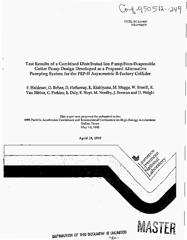 (PDF) Test results of a combined distributed ion pump/non-evaporable ...